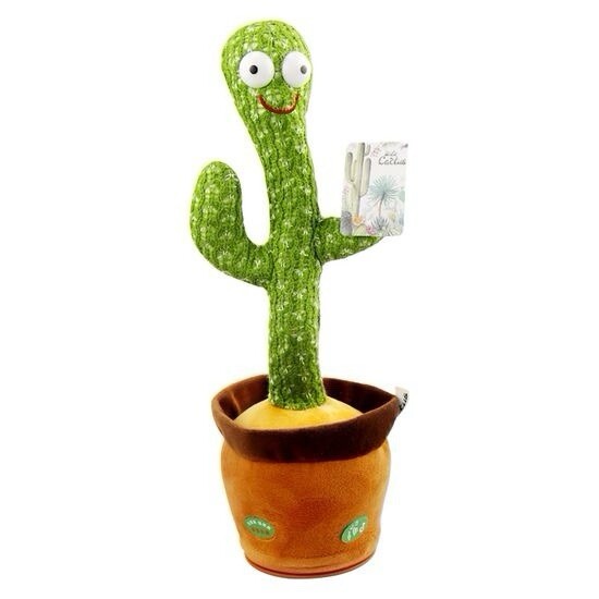 Dancing Cactus Repeat Talk Sing Glow Interactive Plush Toy for Kids ...