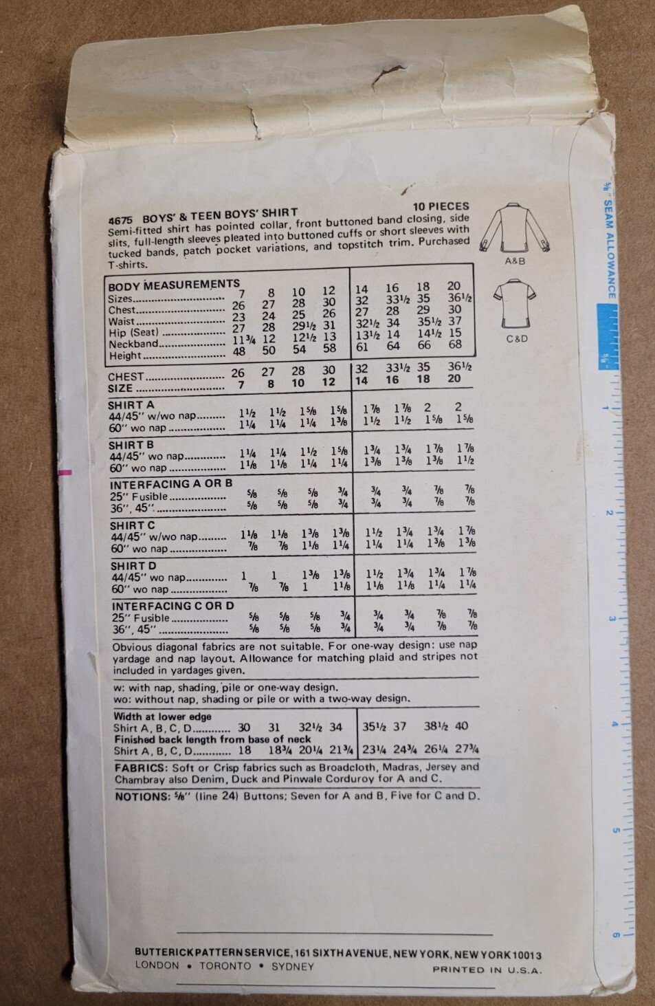 3 VTG Sewing Patterns Boys Shirts Tie Butterick 4675 Simplicity 3873 ...