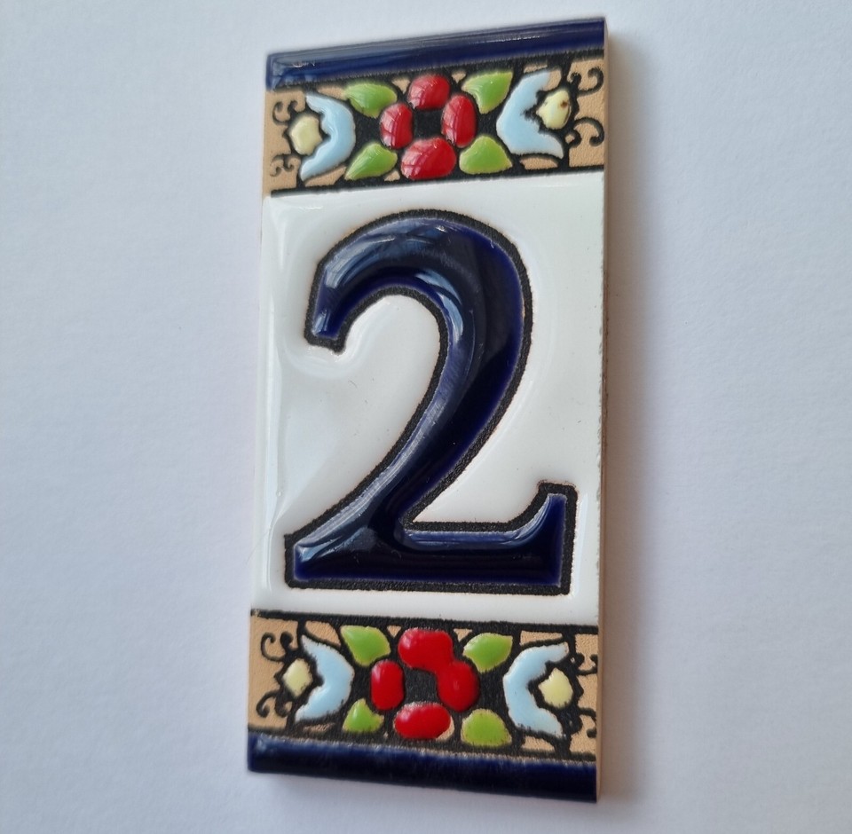 Hand-painted Ceramic Cherry Number Tiles 7.5 x 3.5 cm with Optional ...