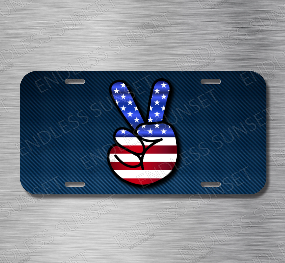 Peace USA American Flag America Unity Love Freedom License Plate Front ...