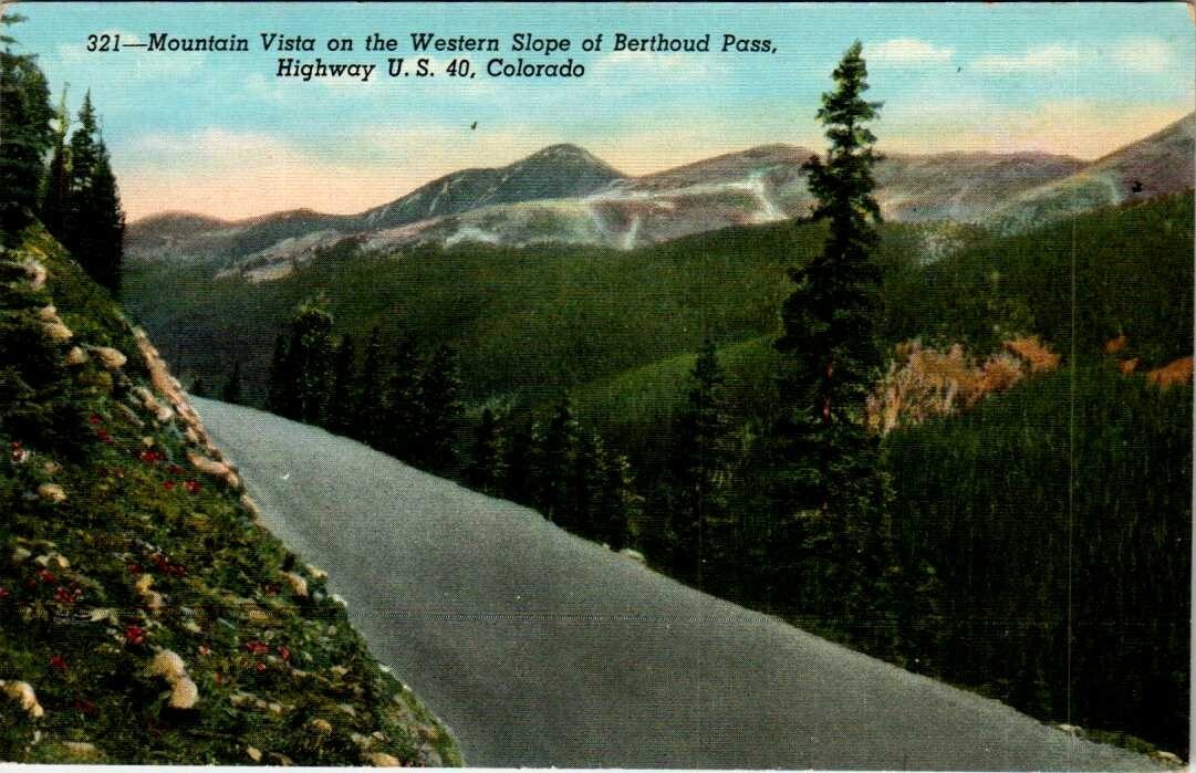 Linen Postcard Mountain Vista Berthoud Pass US Highway 40 Colorado CO ...