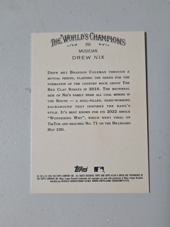 2025 Topps Allen & Ginter Silver Portrait #255 Drew Nix - Red Clay ...