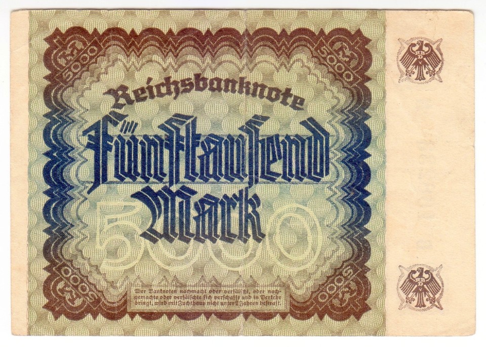 1922 Germany 5000 Mark 168233 Reichsbanknote Paper Money Banknotes | eBay