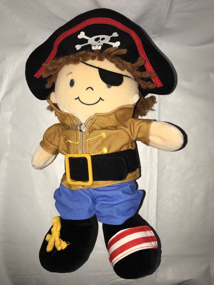 Demdaco Nat & Jules PIRATE Dress Me DOLL 14" Plush Toy Buckle Zip Tie ...