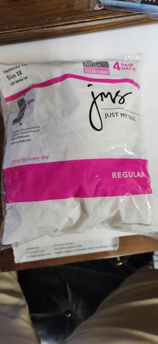 Just My Size JMS Regular Reinforced Toe Pantyhose 4-Pack Off White 3X ...