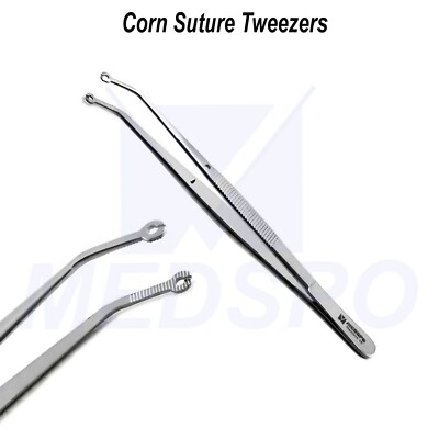 Dental Corn Suture Tweezers Angled Tissue Surgical Forceps Atraumatic ...