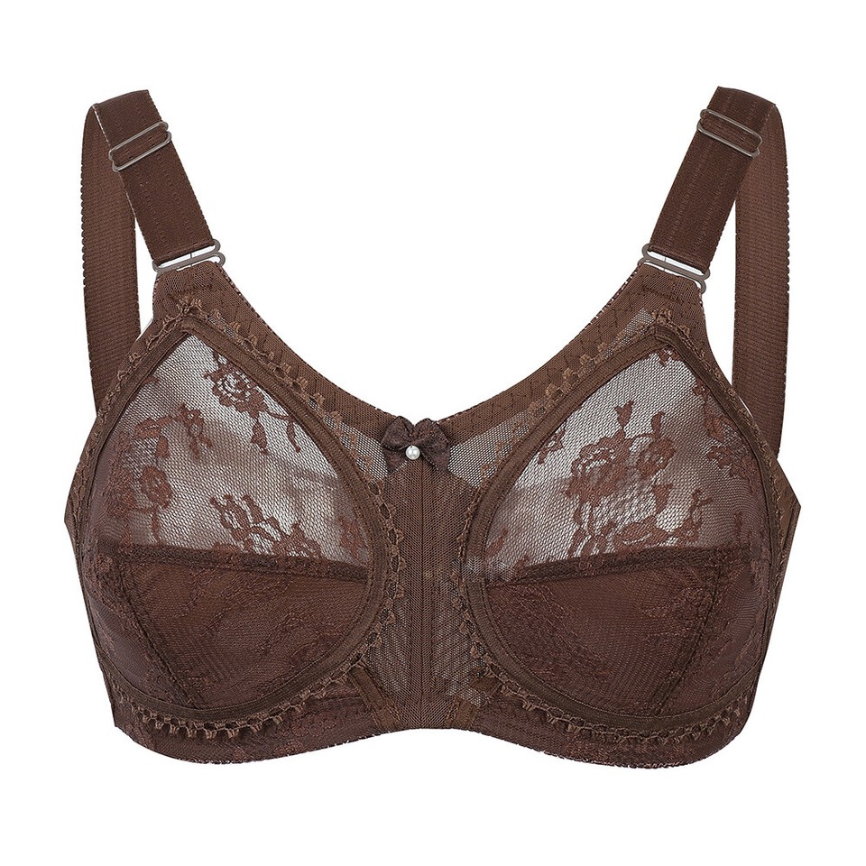 Full Coverage Bralette Wirefree All-Around Comfort Bra Floral Lace Plus ...
