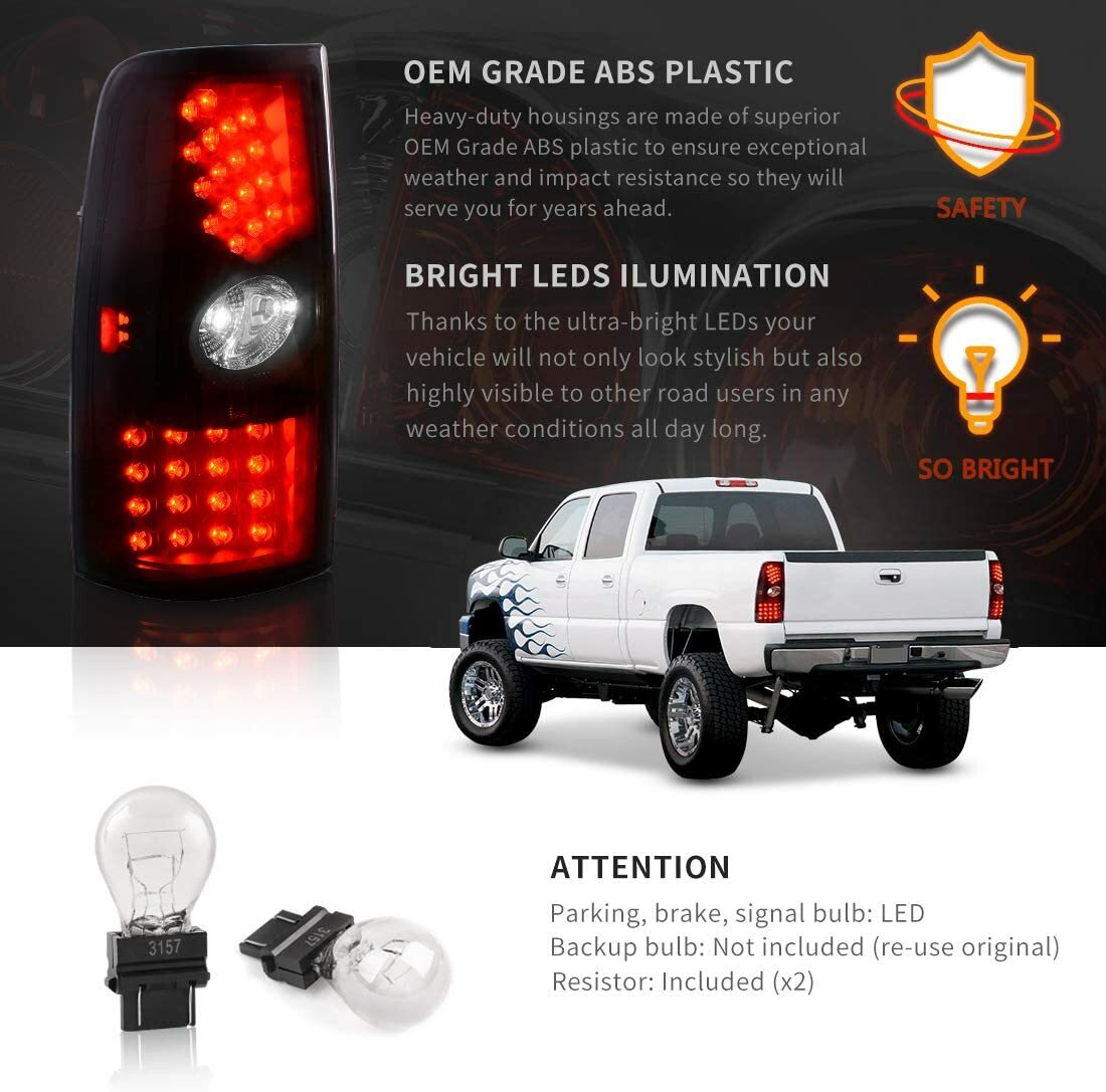 Set(2) Rear LED Tail Lights For 99-06 Chevy Silverado 99-02 GMC Sierra ...