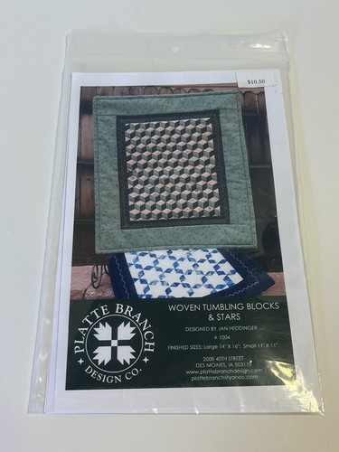 Woven Tumbling Blocks & Stars wall hanging quilt pattern Platte Branch ...