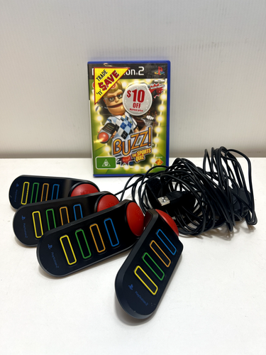 Genuine Official Buzz Controllers Playstation 2 PS2 + Sports Quiz | eBay