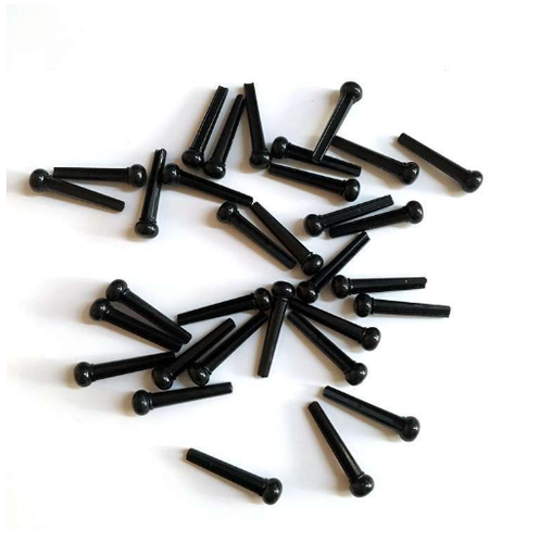 Pack of 6 Black Acoustic Guitar Bridge Pins String End Peg Fasten Nut ...