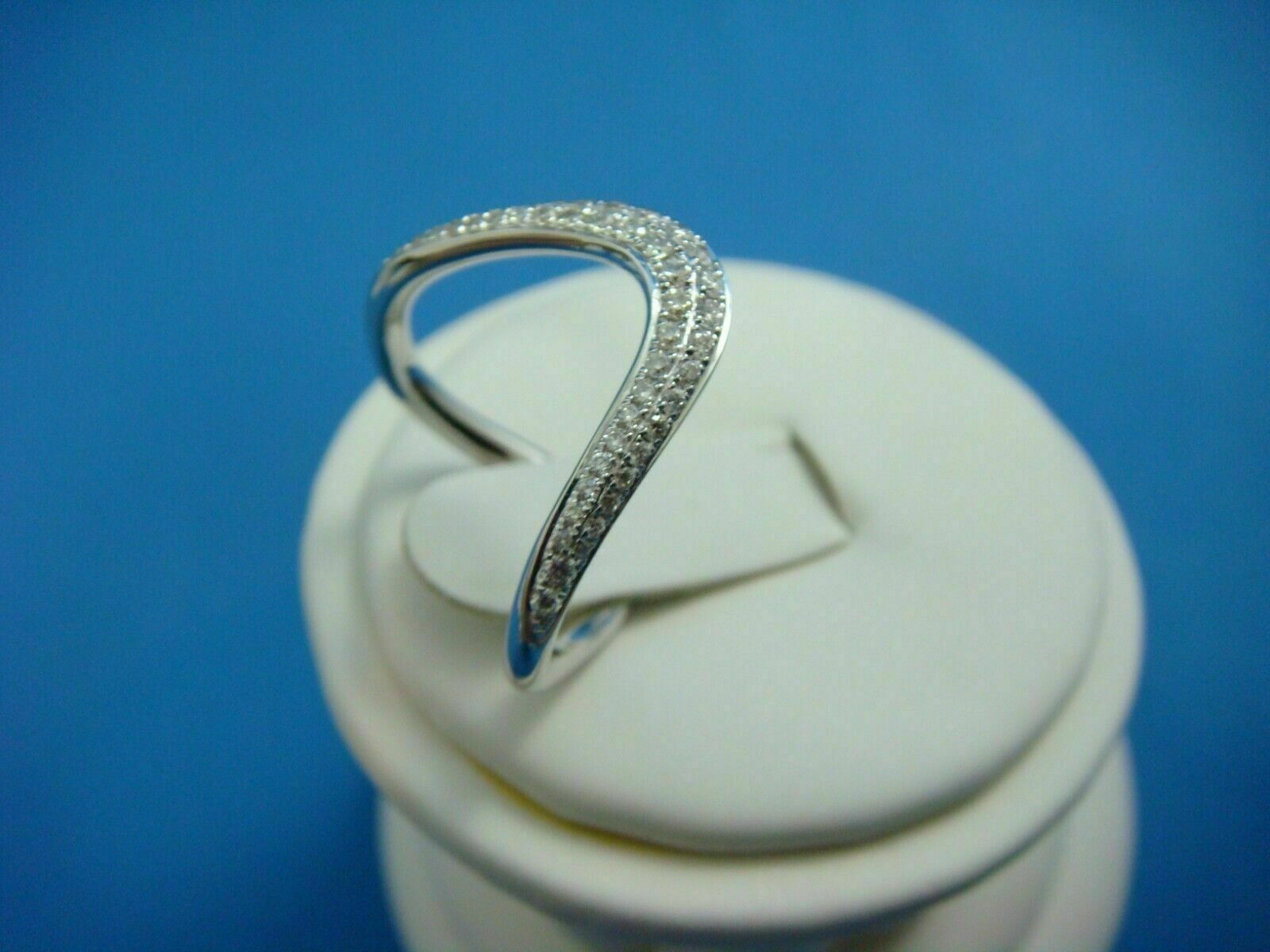 Women's Unique Stylish Curve 935 Silver Ring With Shiny Simulated White ...