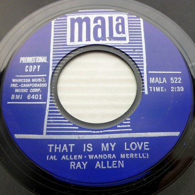 RAY ALLEN promo VG mala 45 THAT IS MY LOVE b/w cover of Jobim's DINDI ...
