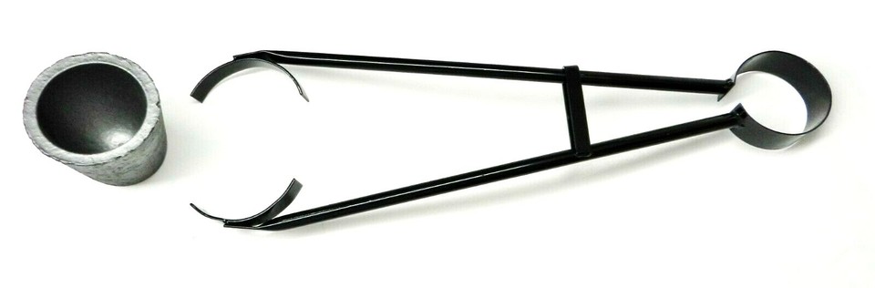 26" Foundry Crucible Flask Tongs with #3 Clay Graphite Crucible Tong ...