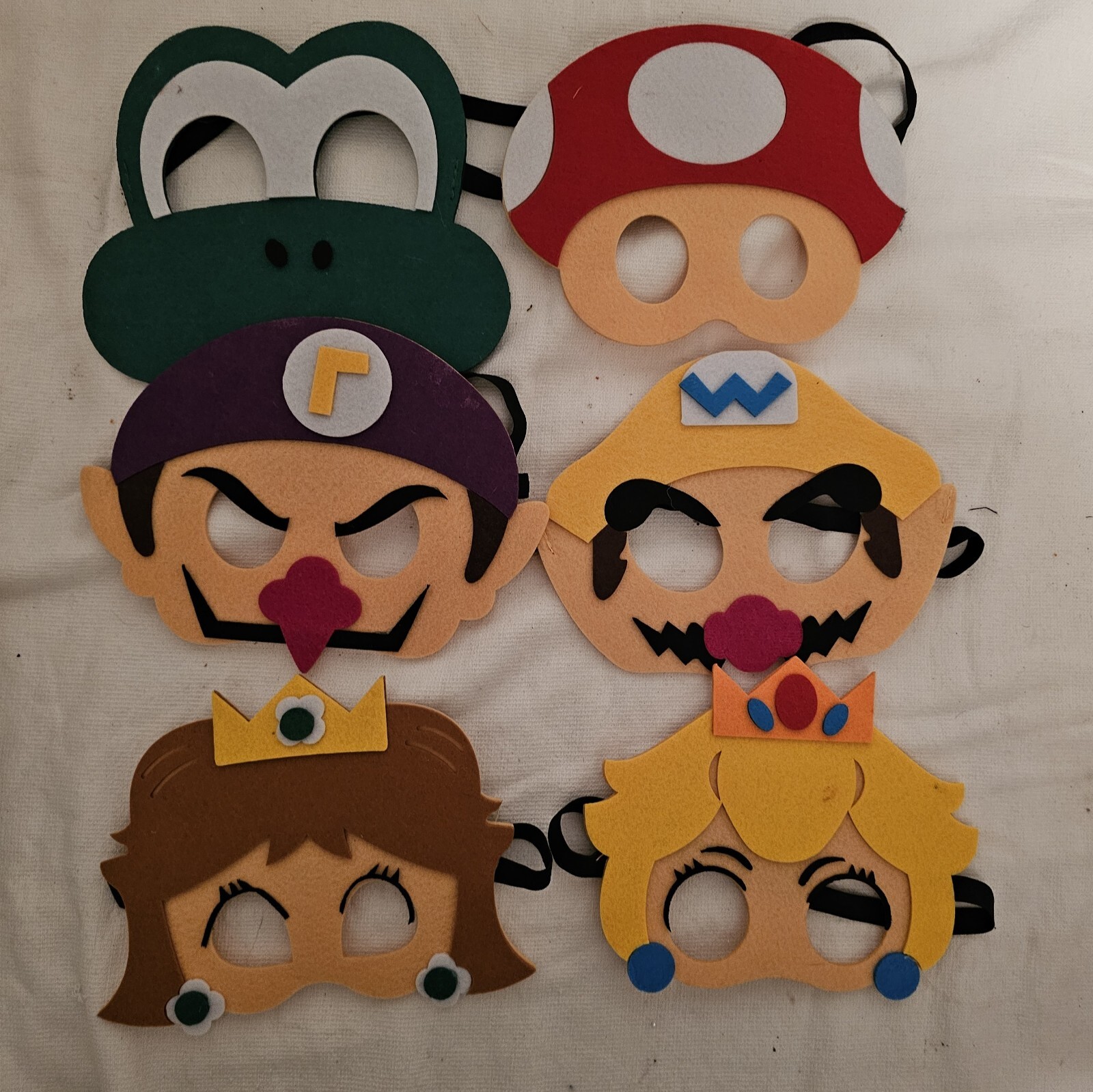 6 Mario & Friends Felt Masks Elastic Colorful Luigi,… - Gem