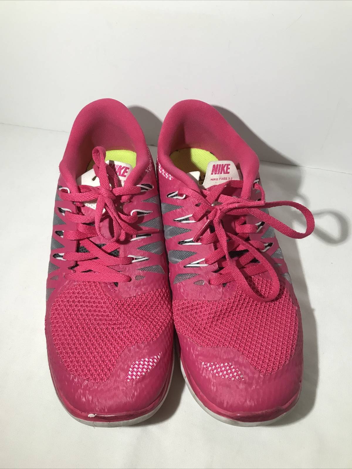 Nike Free 5.0 Hot Pink Running Walking Athletic Lace Up Shoes Womens ...