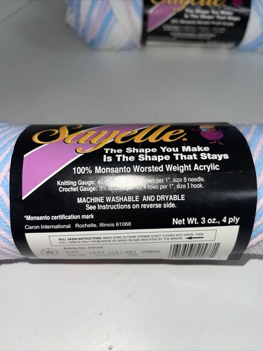 Vintage Caron Gold Sayelle Yarn 100% Worsted acrylic lullaby 3 oz 4 ply ...