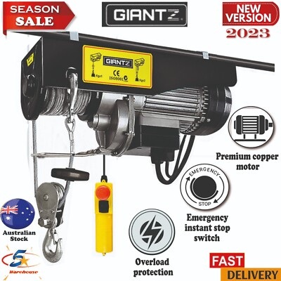 Electric Giantz Hoist Winch 240V 400kg 800kg Crane Cable Single Phase ...