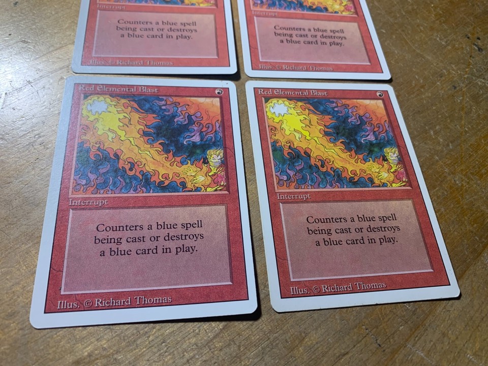 MTG 4x Red Elemental Blast - Revised Edition - Red Interrupt Playset ...