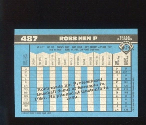 1990 BOWMAN #487 ROBB NEN ROOKIE RC TEXAS RANGERS | eBay