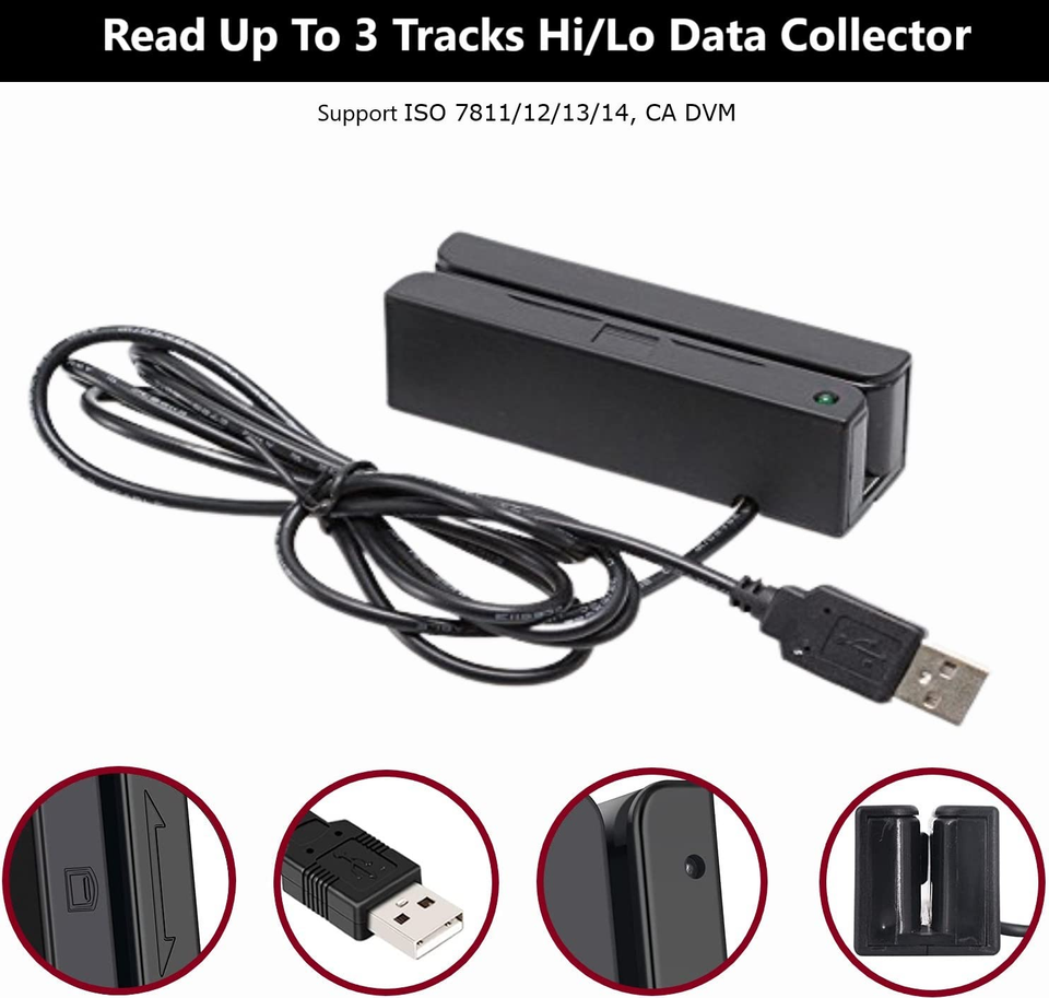 Mini Msr100 Swipe Magnetic Credit Card Reader 3 Tracks Hi/Lo Data Collector, USB | eBay