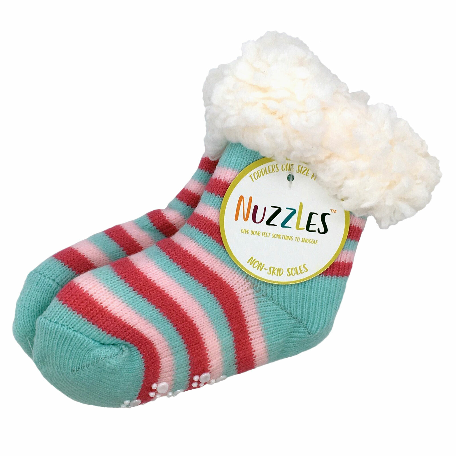 Nuzzles Toddler - Stripes - Pink Purple or Turquoise Sherpa Slipper Bed ...
