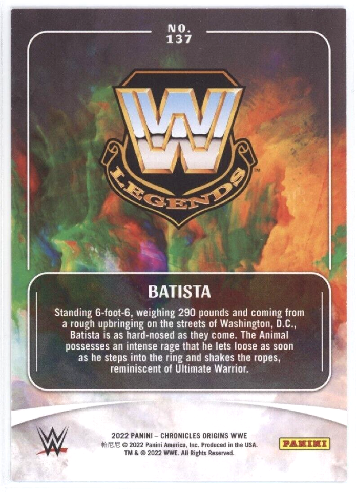 Batista 2022 Panini Chronicles WWE Base Origins Blue Parallel 82/99 ...