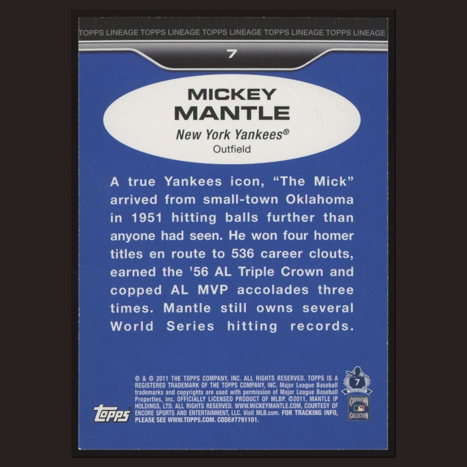 Mickey Mantle #7 2011 Topps Platinum Diamond Anniversary New York ...