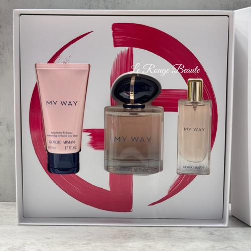 Giorgio Armani My Way Gift Set - 3oz EDP 0.5oz Travel Parfum 1.7oz Body ...