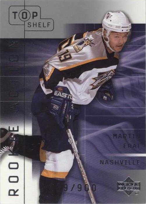2001-02 Upper Deck Top Shelf - Rookie Action Martin Erat #131 /900 (RC ...