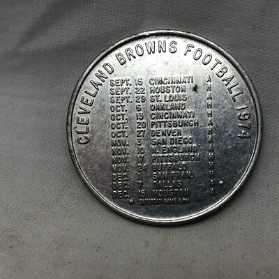 Vintage 1974 Browns Football Schedule on Stoh's Beer Coin Token ...