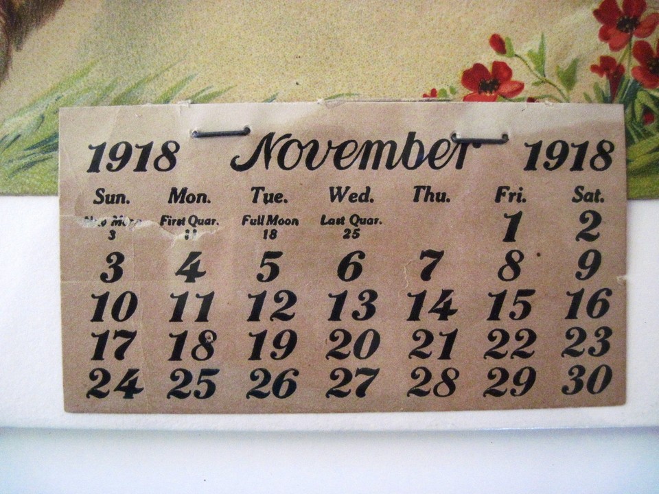 Stunning 1918 Die Cut Advertising Calendar w/ Cute Puppy & Girl in ...