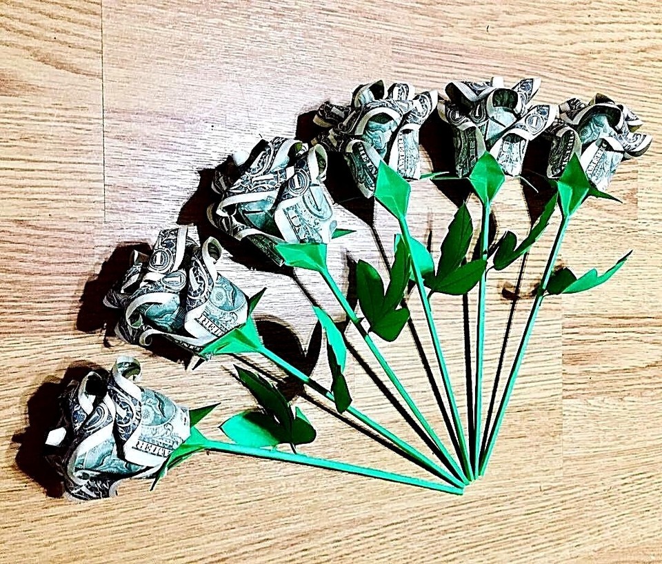 money roses origami paper flower dollar bill graduation christmas ...