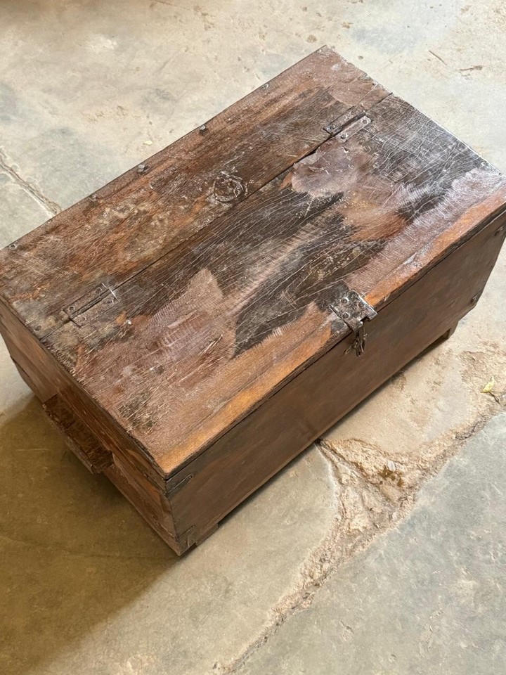 Antique Wooden Large Storage Chest Box Original Old Hand Crafted | eBay