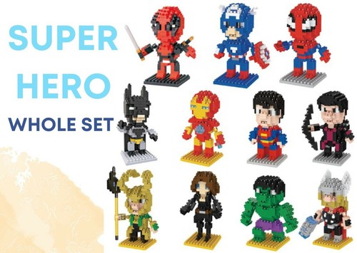 11* Super Hero whole set Micro Mini Building Nano Blocks Kids Xmas gift ...