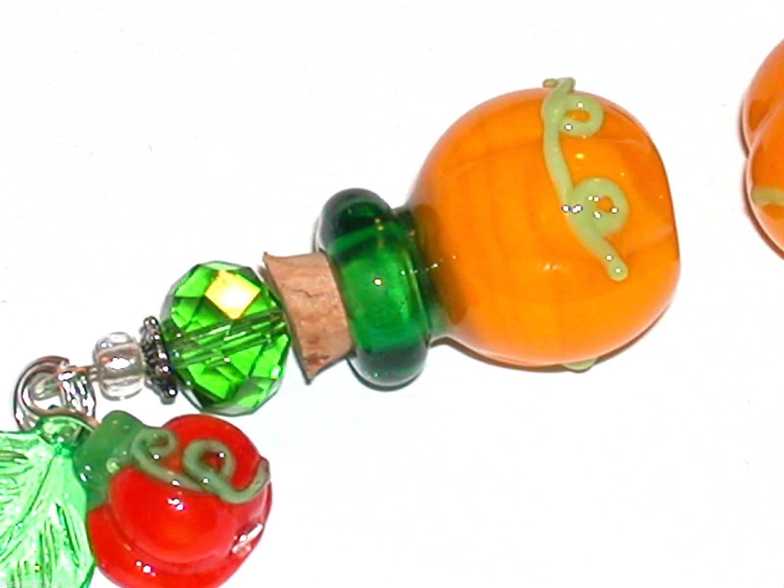 1 Glass Pumpkin fruit shape perfume diffuser cork BOTTLE pendant vial ...