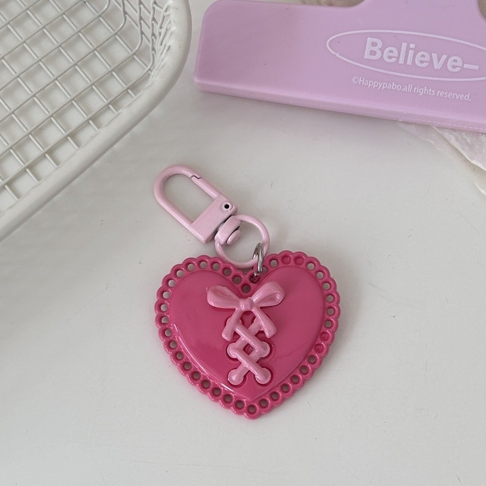 Heart Backpack Pendant Lace-up Bow Bag Accessories Y2K Key Chain Girl ...