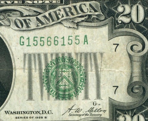 (( TRINARY - BOOKENDS )) $20 1928 (( DARK GREEN SEAL )) Federal Reserve ...