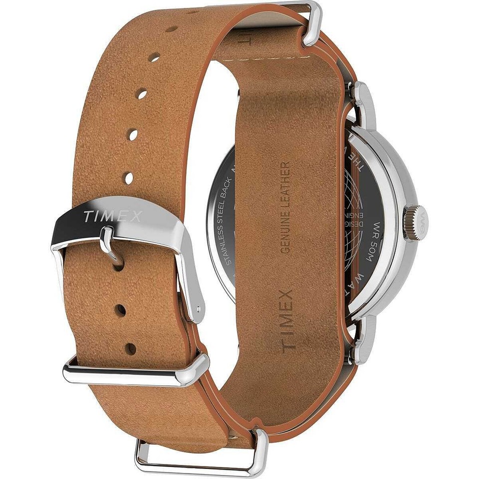 Wristwatch TIMEX WEEKENDER TW2W86800 Leather Brown Blue INDIGLO Vintage ...