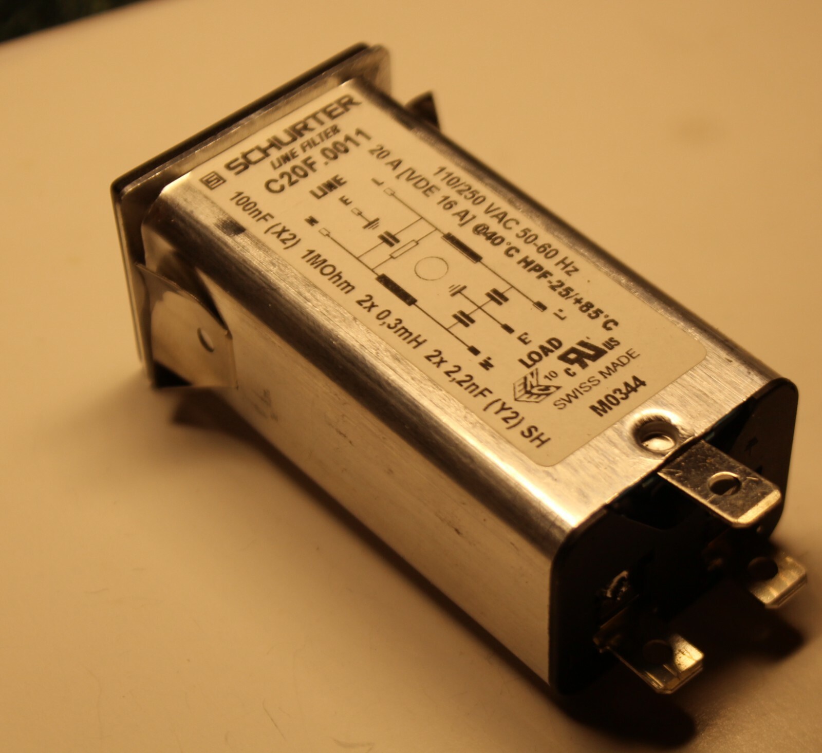 Schurter C20F.0101 Filtered IEC 320-C20 Power Entry Module Snap-in 20A ...