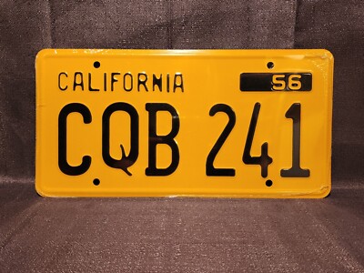 California License Plate Yellow '56 W/78 Sticker | eBay
