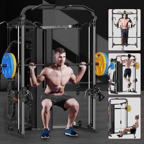 Home Gym System Workout Station Smith Machine with 138LB Weight Stacks ...