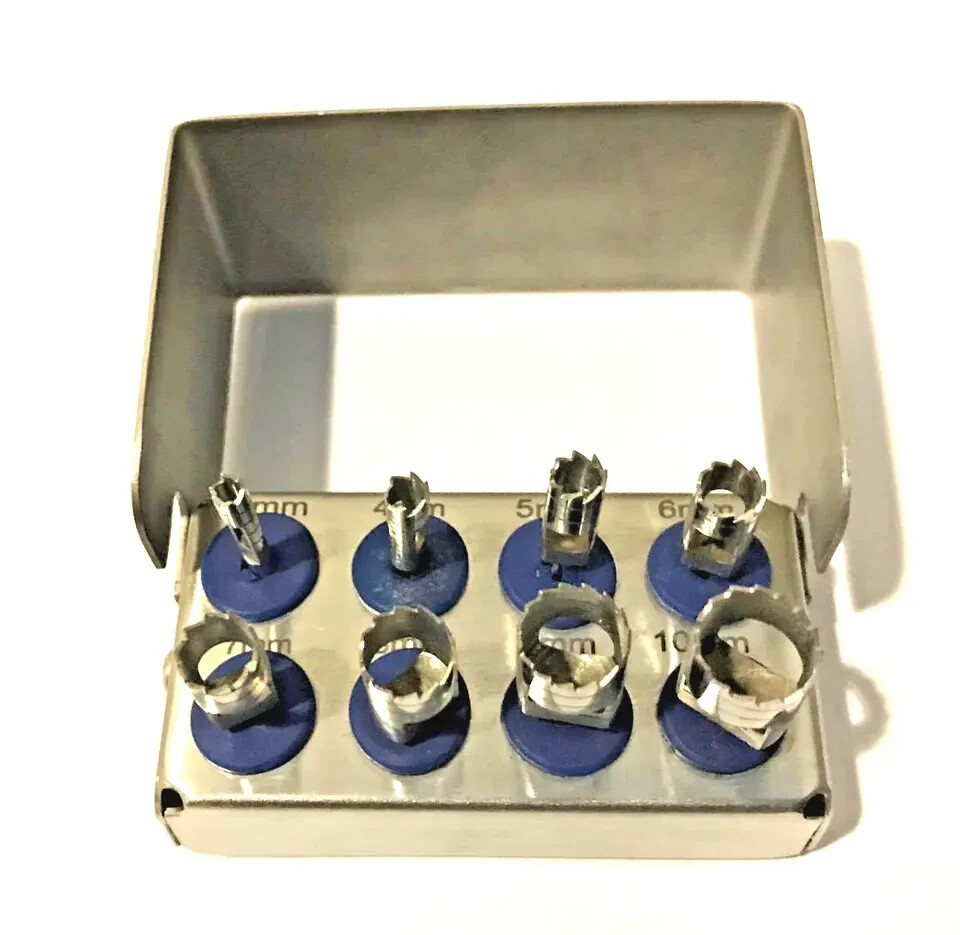 Dental Trephine Drill Kit 8 Pcs Tools Surgical Holder Bone Graft ...