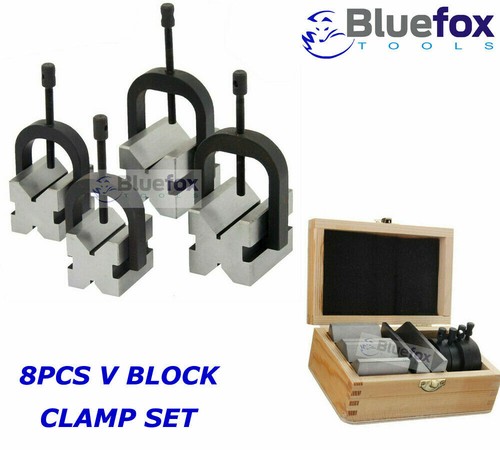 8pc Precision Engineers V Vee Blocks Clamp Set 90degree Hardened Steel ...