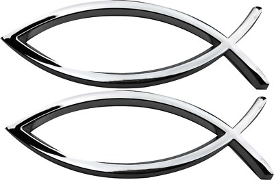 2PC 3D Car Chrome Decal Emblem Sticker Religious FISH Christian Fish ...
