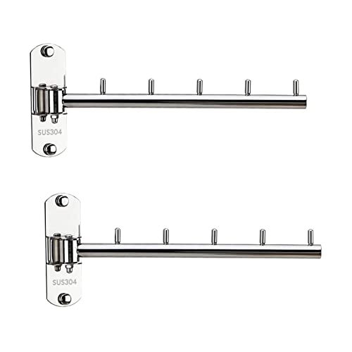 2 Pcs Folding Wall Mounted Clothes Hanger Rack with Swing Arm Stainless ...