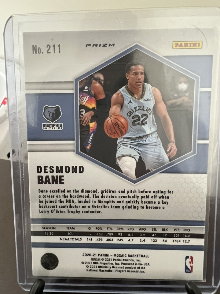 2020-21 Panini Mosaic Desmond Bane Green Prizm Rookie Card SP Grizzlies ...