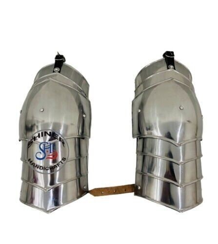 Medieval Armor Crusader Shoulder Silver Finish Knight Pauldrons SCA ...