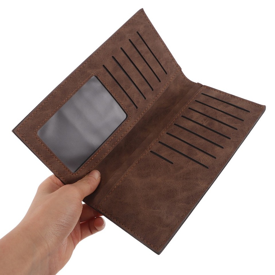 Long Wallet: Multi Card Slot Long Wallet with ID Window - Thin Faux ...