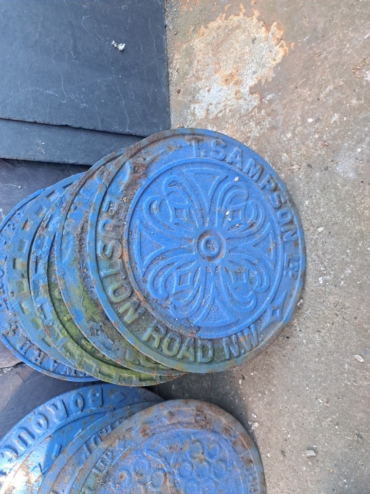 12 Number Old London Cast Iron Coal Cover Victorian Job Lot 10@ 12" 2 ...